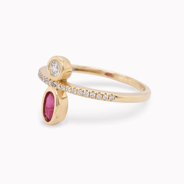 Oval Ruby & Round Diamond Duo Ring – Eliza Page