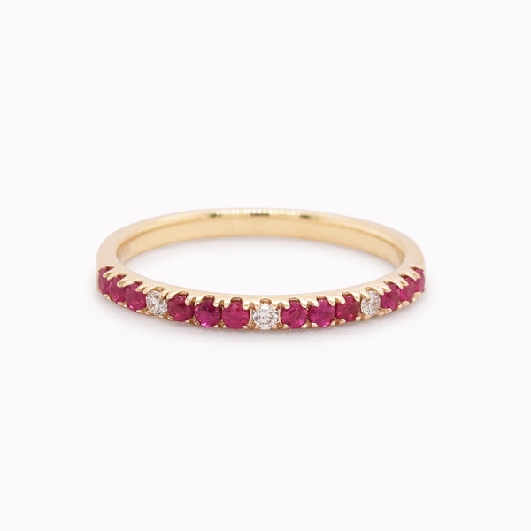 Ruby & Diamond Accent Stack Ring – Eliza Page